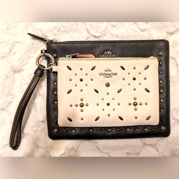 Coach | Bags | Coach Vip Studded Wristlet Pouch Set Glovetanned Leather ...